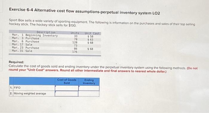 Solved Exercise 6-4 Alternative cost flow | Chegg.com