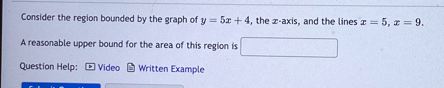 Solved Consider the region bounded by the graph of y=5x+4, | Chegg.com