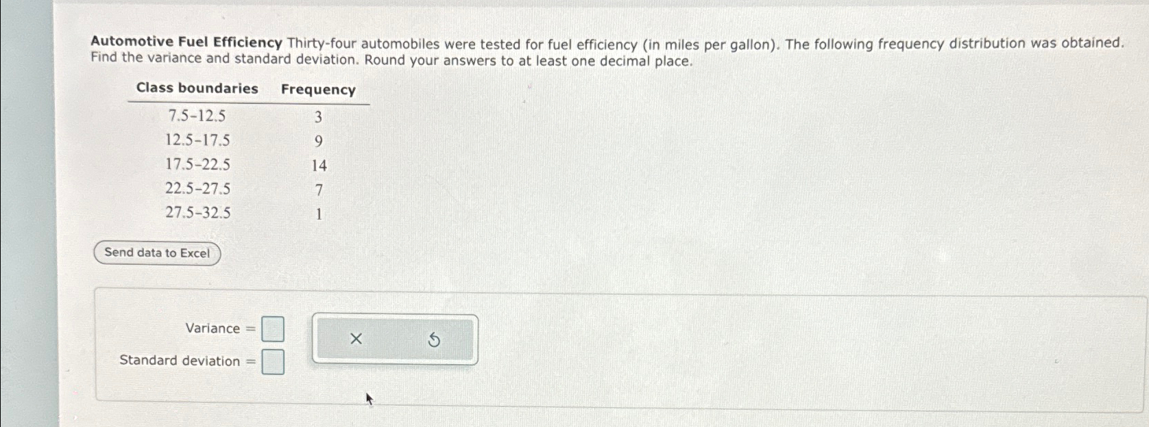 Solved Automotive Fuel Efficiency Thirty-four automobiles | Chegg.com