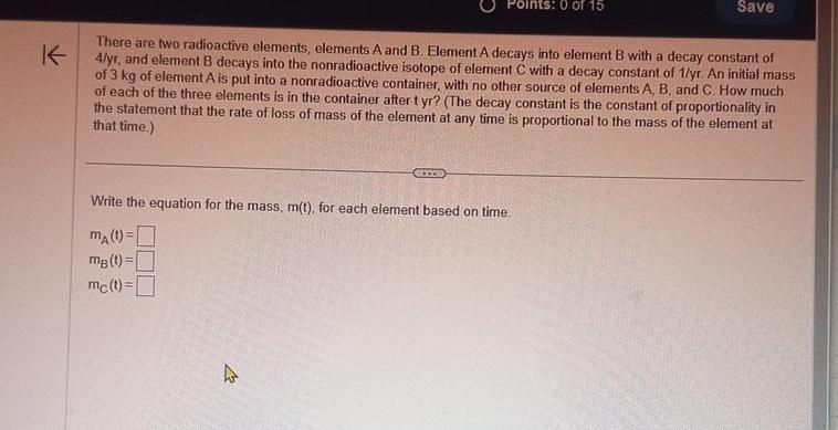 Solved There are two radioactive elements, elements A and B. | Chegg.com