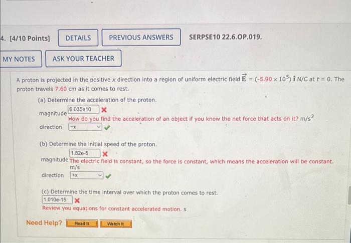 Solved A proton is projected in the positive x direction | Chegg.com