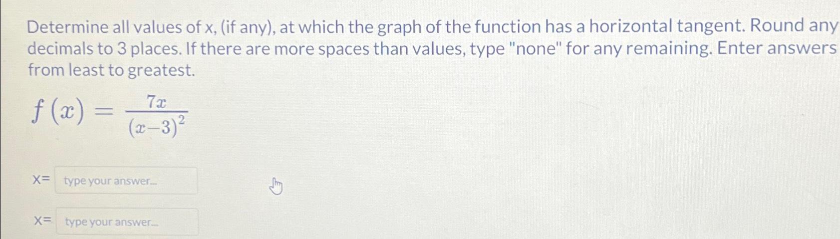 Solved Determine all values of x, (if any), ﻿at which the | Chegg.com