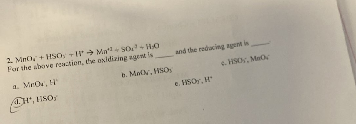 Solved ROUP 3MnO4-+HSO3-+H+→Mn+2+SO4-2+H2OFor the above | Chegg.com
