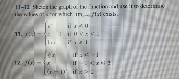 Solved 11-12 Sketch the graph of the function and use it to | Chegg.com