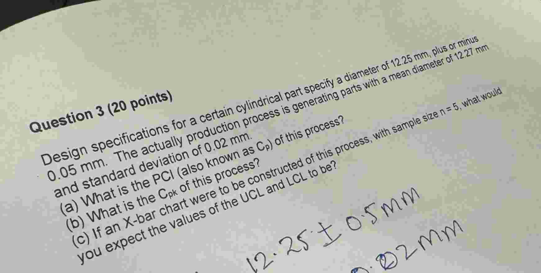 Solved Question 3 (20 ﻿points) 0.05 ﻿mm . ﻿The actually | Chegg.com