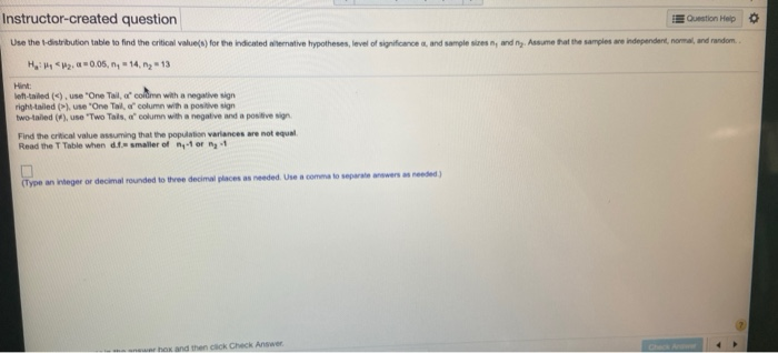 Solved Instructor-created question E estion Help Use the | Chegg.com