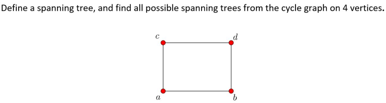 Solved Define a spanning tree, and find all possible | Chegg.com