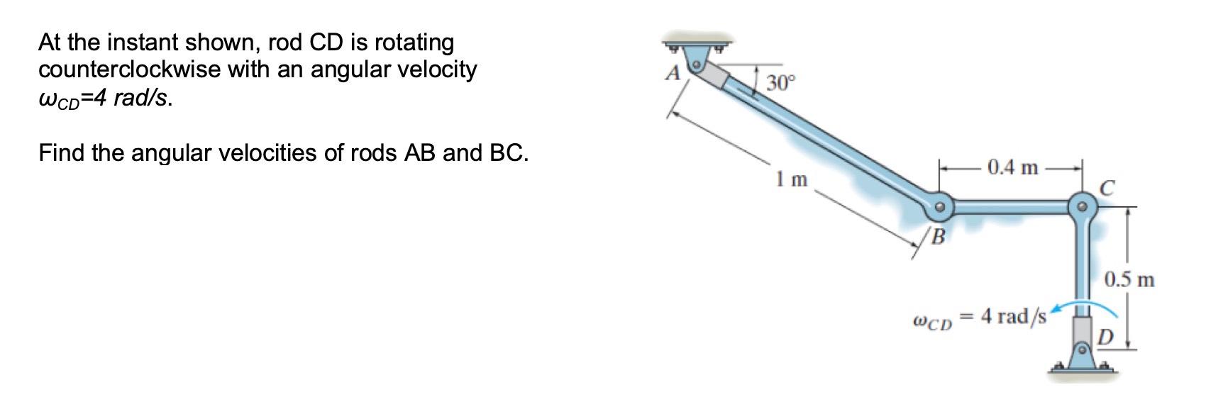 Solved At the instant shown, rod CD is rotating | Chegg.com