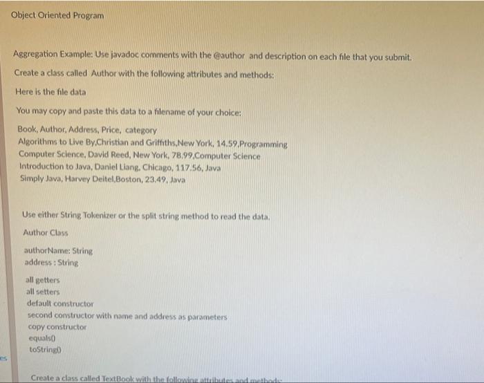 Solved I need help coding multiple classes of code for an | Chegg.com