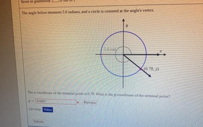 Solved Score in gradebook The angle below measures 5.6 | Chegg.com
