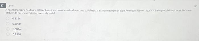 Solved 1 point A health magarine has found 40 so of | Chegg.com