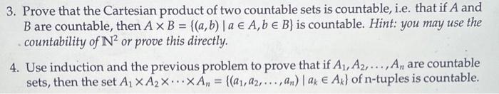 Solved 3. Prove that the Cartesian product of two countable | Chegg.com