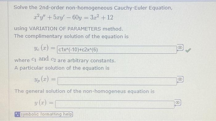 Solved Solve the 2nd-order non-homogeneous Cauchy-Euler | Chegg.com