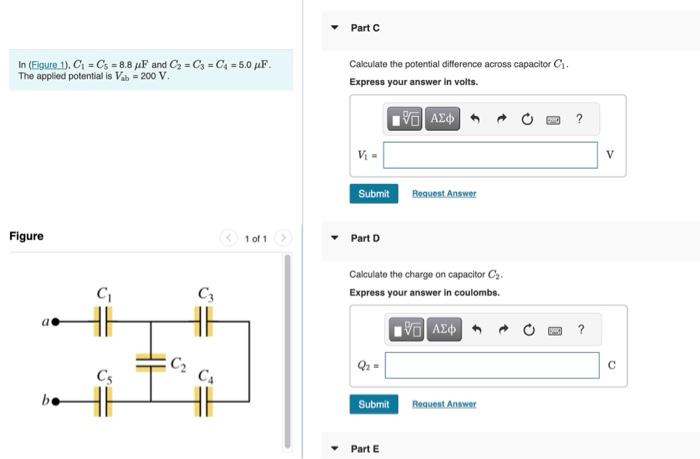 Solved In (Equre 1), C1=C5=8.8μF and C2=C3=C4=5.0μF. The | Chegg.com