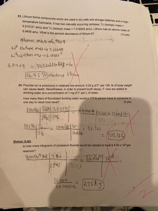 Solved 23. Lithium forms compounds which are used in dry | Chegg.com