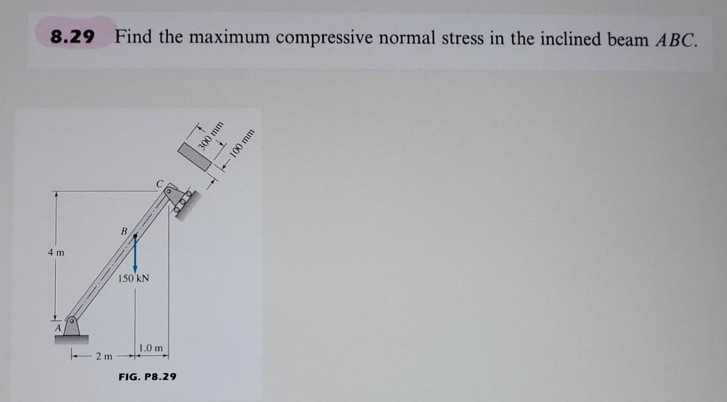 Solved Find the maximum compressive nrmal stress in the | Chegg.com