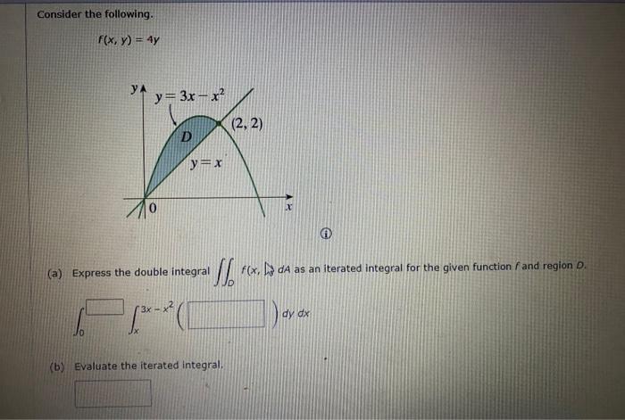Solved Consider the following. F(x,y)=4y (i) (a) Express the | Chegg.com
