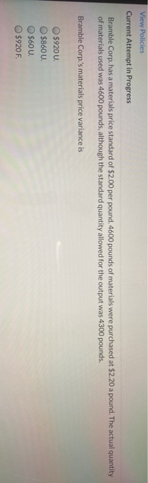 Solved View Policies Current Attempt in Progress Bramble | Chegg.com