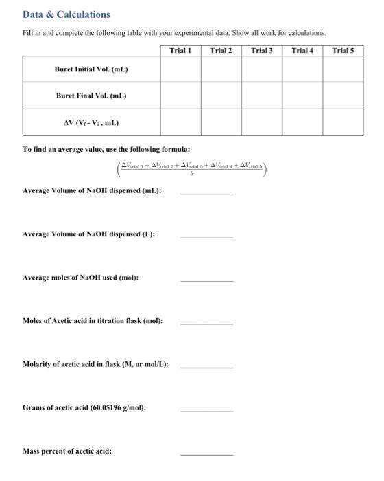 Use the following table of experimental data to | Chegg.com