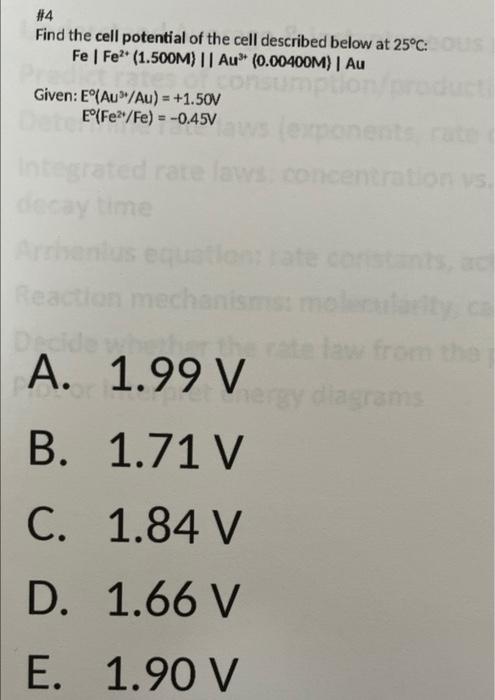 Solved Find the cell potential of the cell described below | Chegg.com