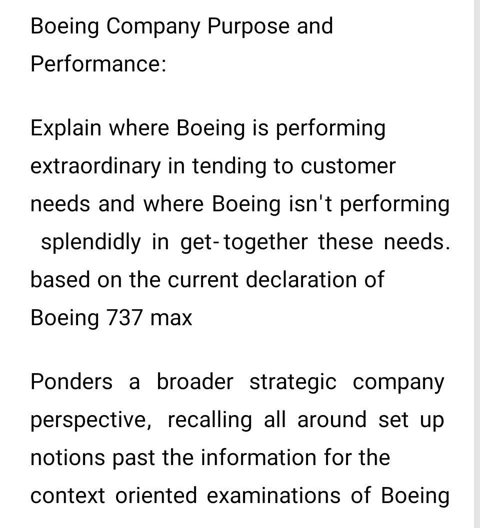 Solved Boeing Company Purpose and Performance: Explain where | Chegg.com