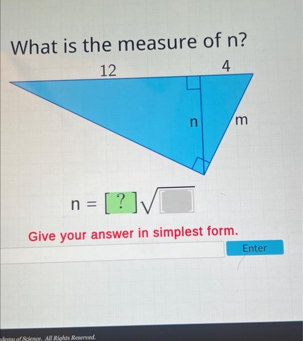 Solved What is the measure of n ? n=[?]V Give vour answer in | Chegg.com