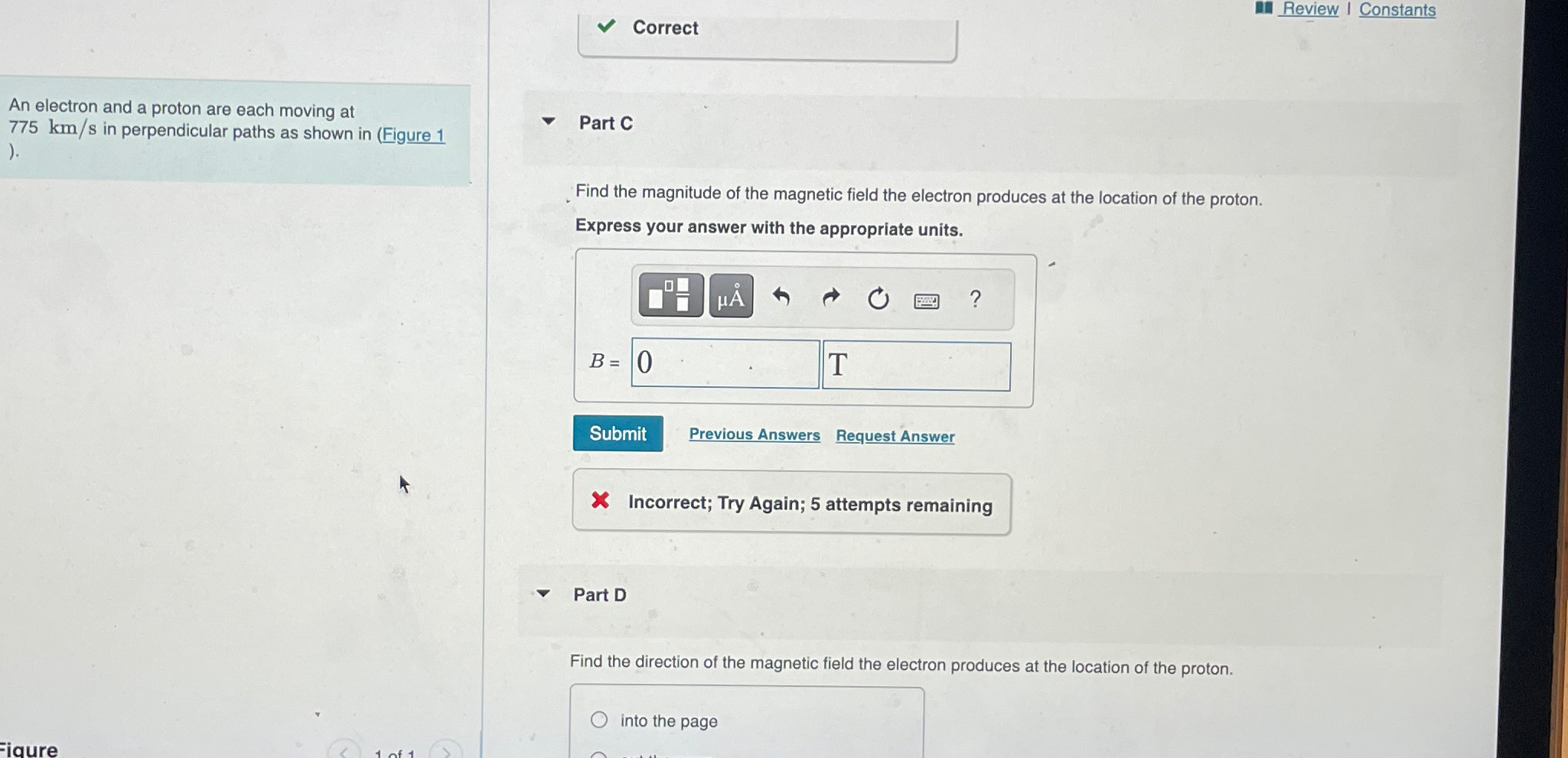 CorrectReview I ConstantsAn electron and a proton are | Chegg.com