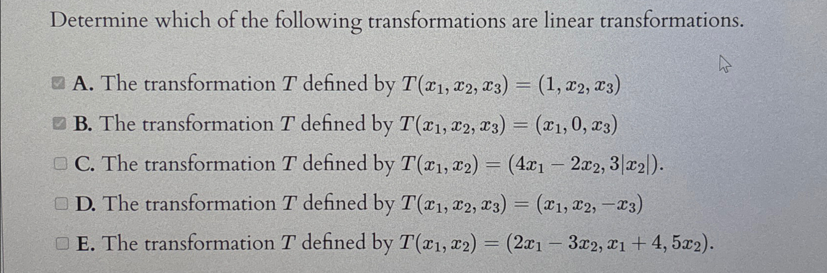 Solved Determine which of the following transformations are | Chegg.com