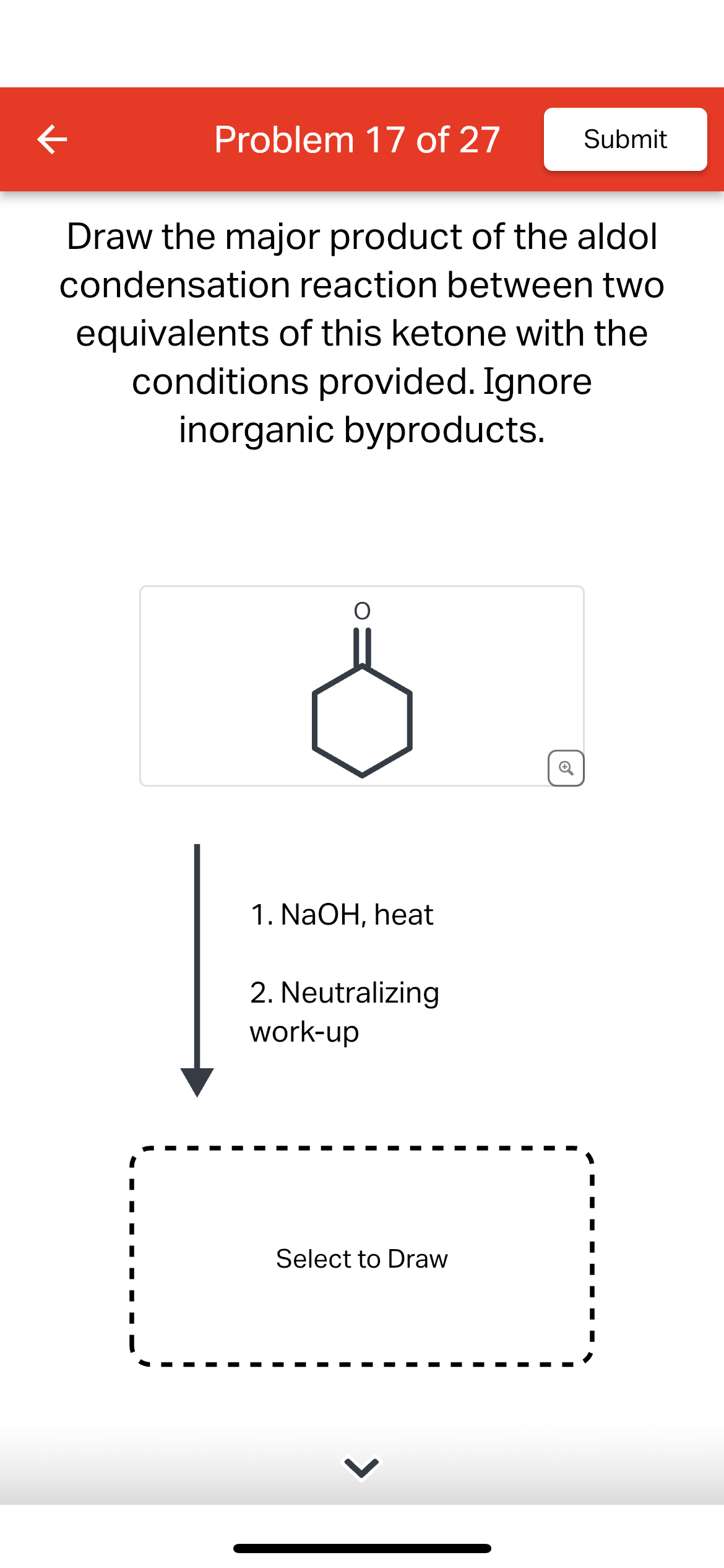 Solved Problem 17 ﻿of 27Draw the major product of the aldol | Chegg.com