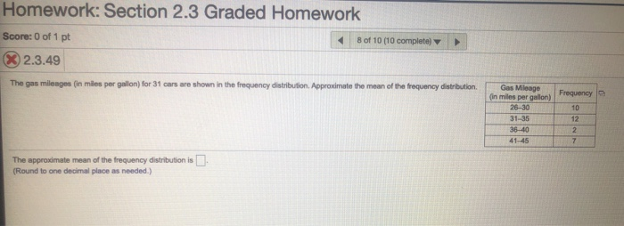 Solved Homework: Section 2.3 Graded Homework Score: 0 of 1 | Chegg.com