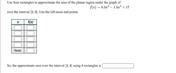 Solved Use four rectangles to approximate the area of the | Chegg.com