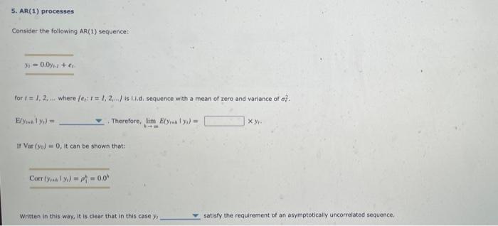 5. AR(1) processes Consider the following AR(1) | Chegg.com