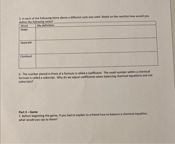 Solved 5. In each of the following items above a different | Chegg.com