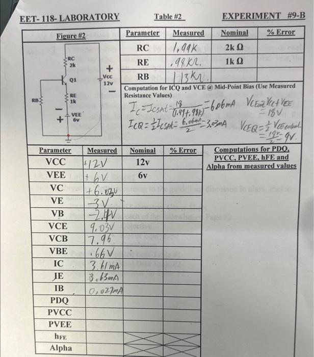 Solved EET-118- LABORATORY EXPERIMENT \#9-B PART B | Chegg.com