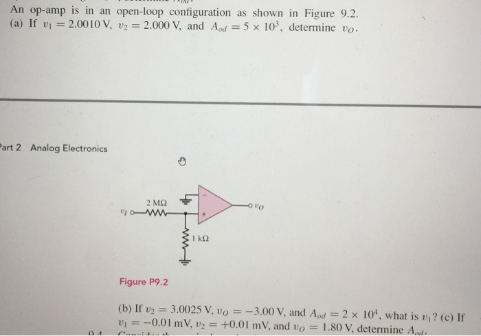 Solved An op-amp is in an open-loop configuration as shown | Chegg.com