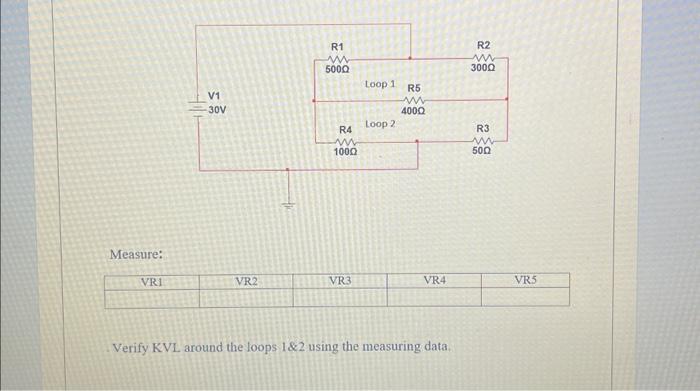 Solved Measure: Verify KVL around the loops 1&2 using the | Chegg.com