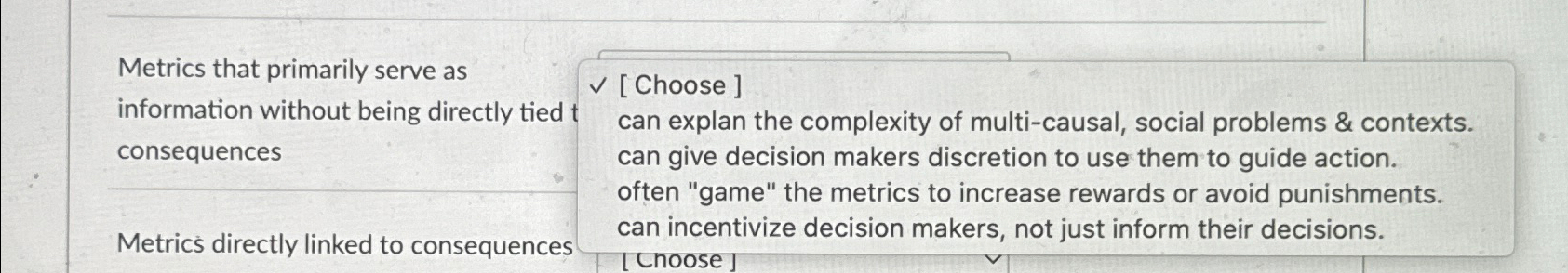 Solved Metrics that primarily serve as information without | Chegg.com