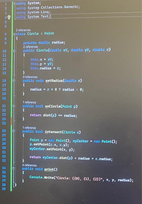 Solved C# program: -using the code provided for class Point, | Chegg.com