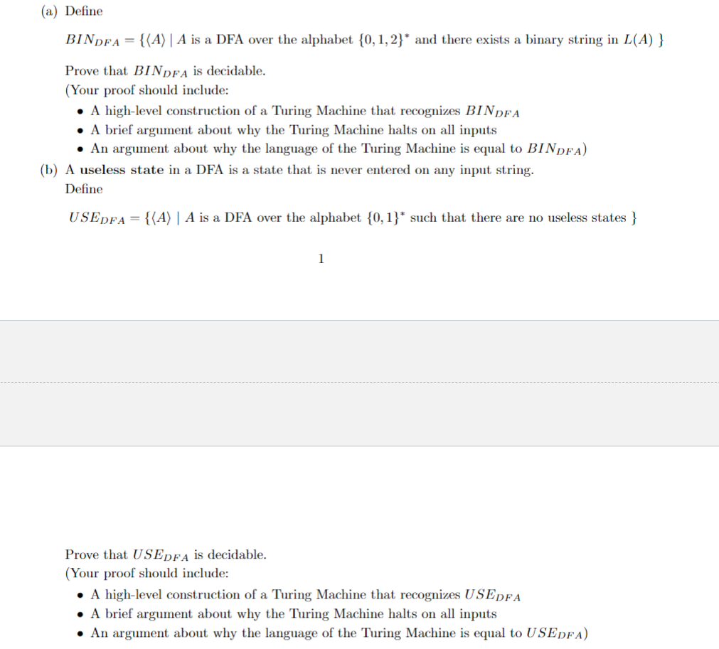 Solved Prove that USEDFA ﻿is decidable.(Your proof should | Chegg.com