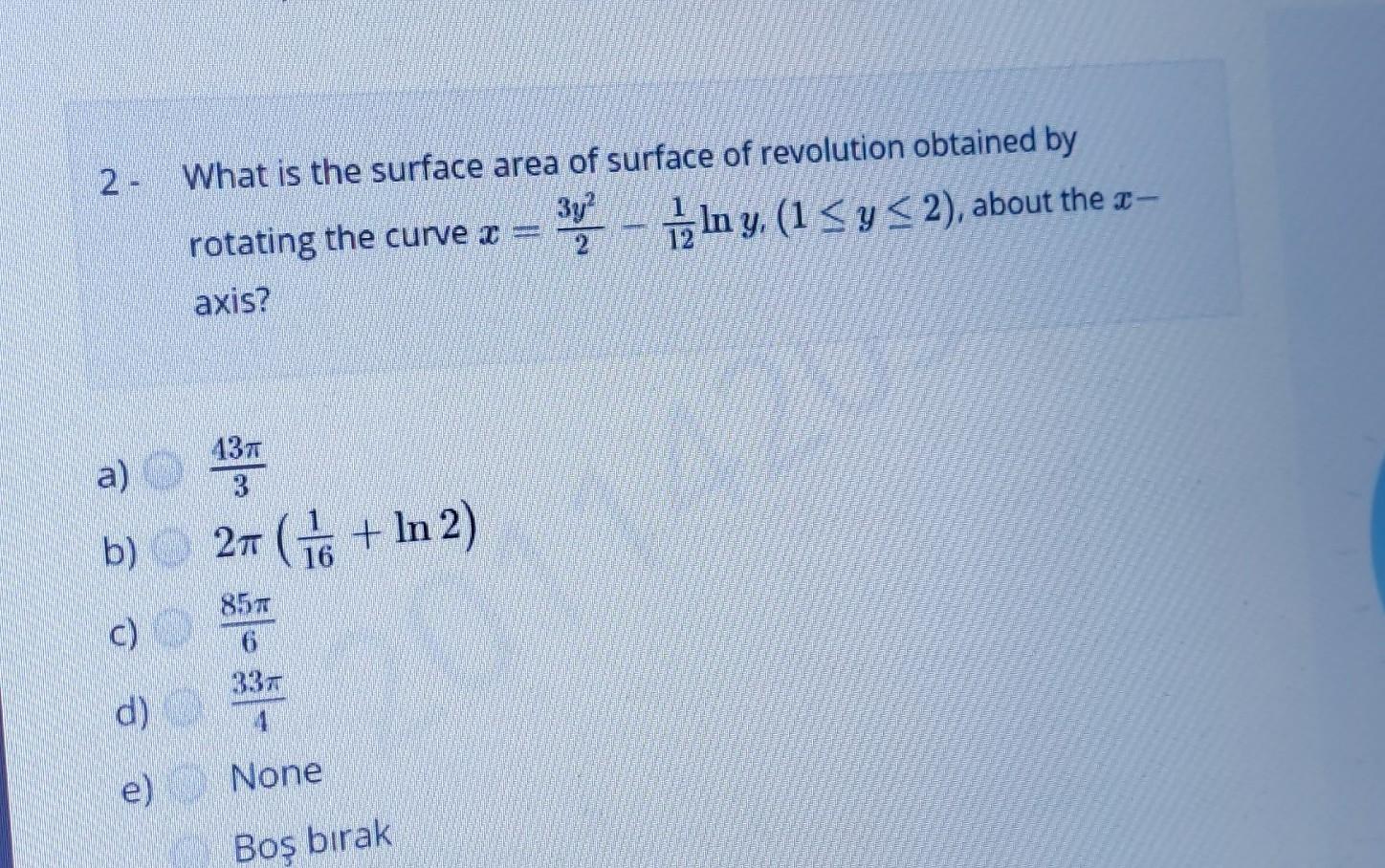 Solved 2- What is the surface area of surface of revolution | Chegg.com