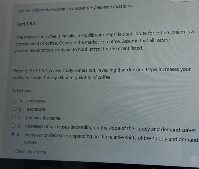 Solved Use the information below to answer the following | Chegg.com