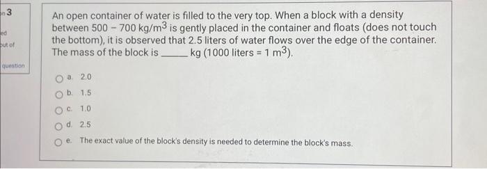 Solved on 3 ed out of question An open container of water is | Chegg.com