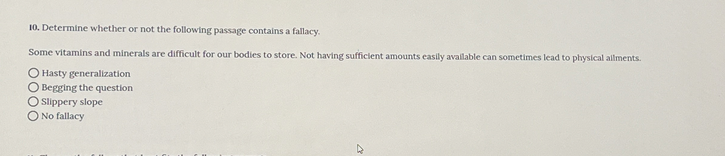 Solved Determine whether or not the following passage | Chegg.com