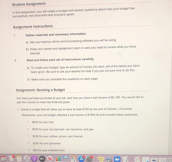 Student Assignment In this assignment, you will | Chegg.com