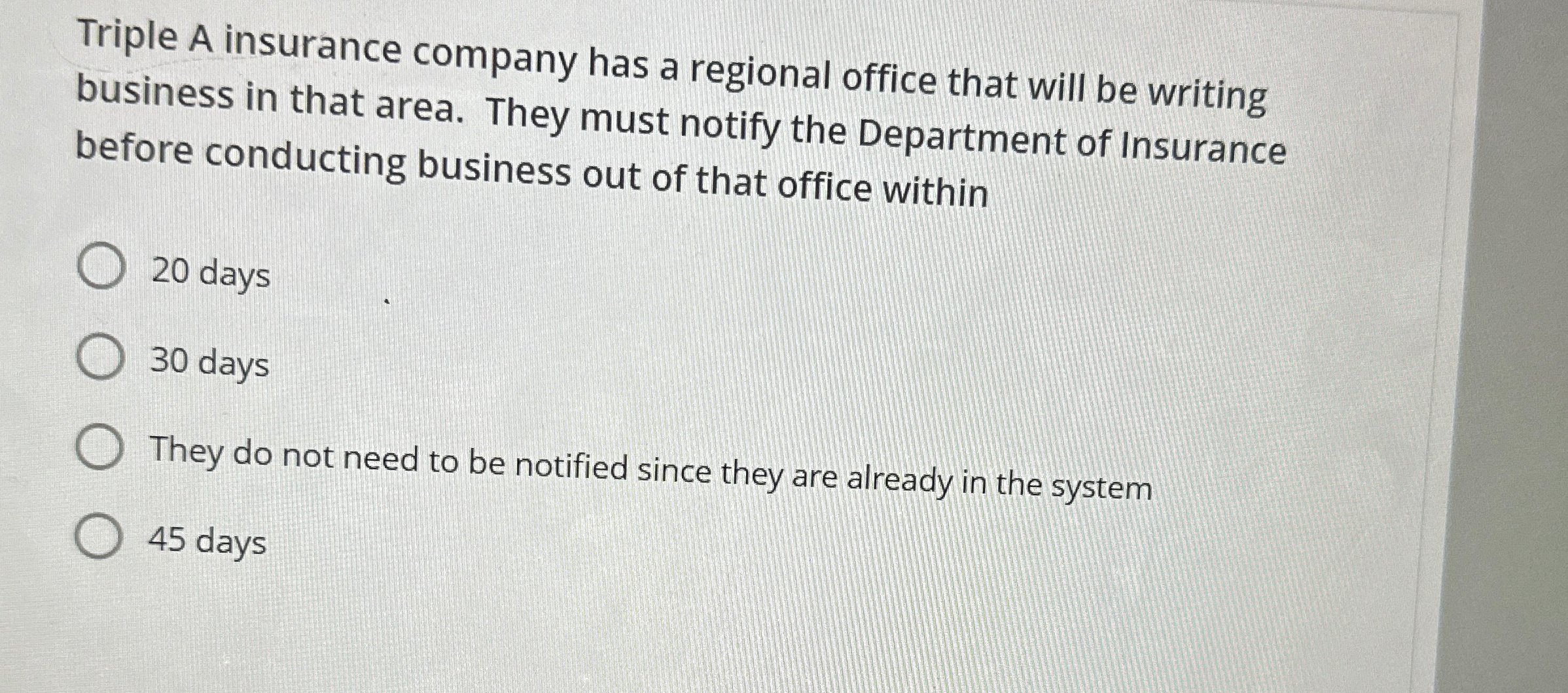 Solved Triple A insurance company has a regional office that | Chegg.com