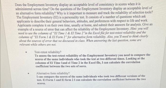 Solved Does the Employment Inventory display an acceptable | Chegg.com