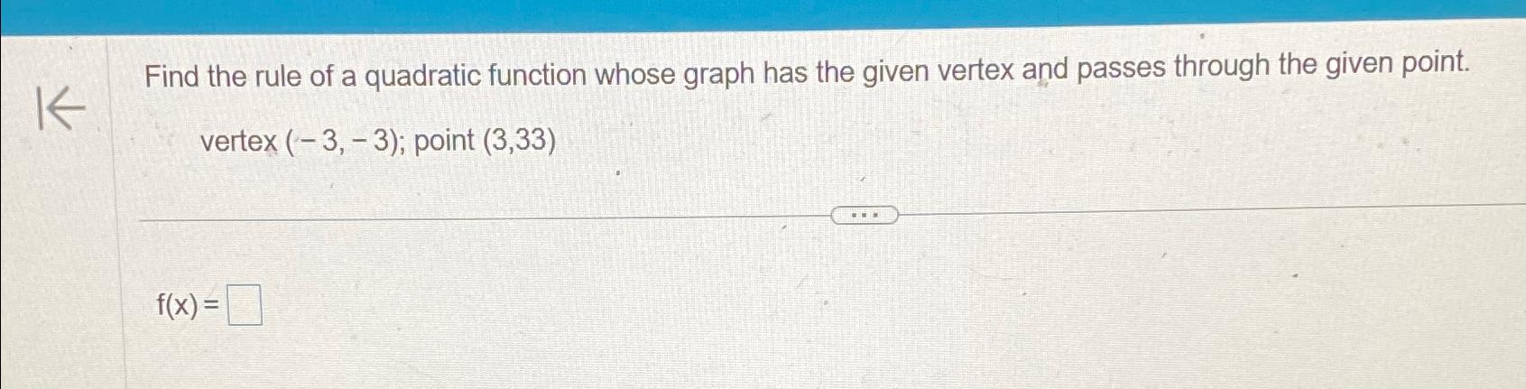 Solved Find the rule of a quadratic function whose graph has | Chegg.com