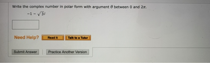 Solved Write the complex number in polar form with argument | Chegg.com