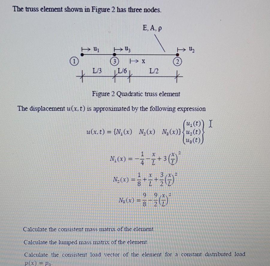 The truss element shown in Figure 2 has three nodes. | Chegg.com