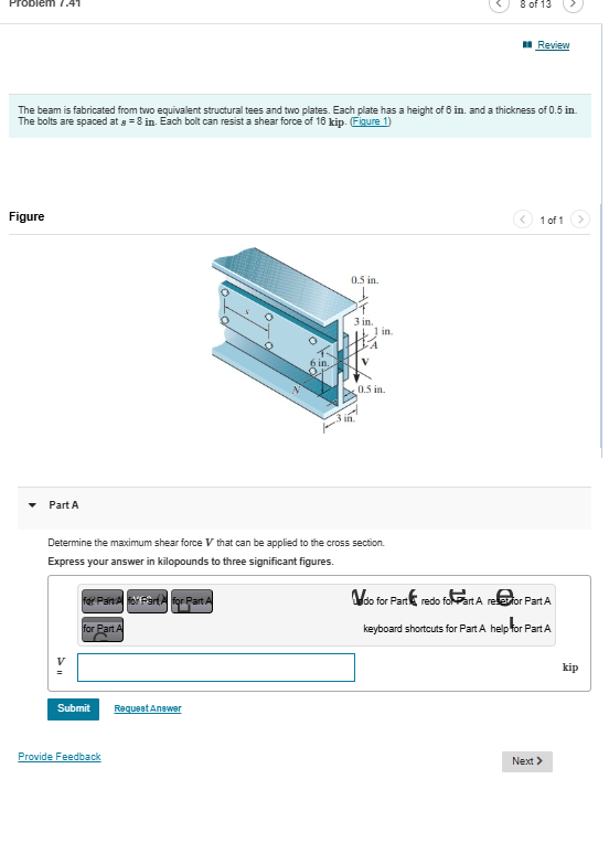 Solved The beam is fabricated from two equivalent structural | Chegg.com